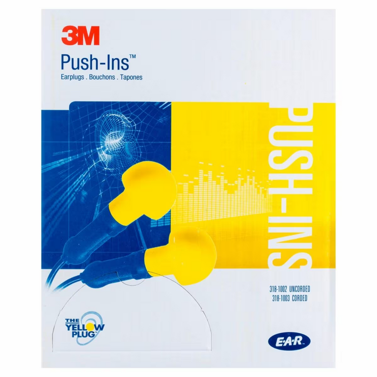 Buy 200 Pairs 3M Push-Ins Corded Earplugs w Grip Rings SLC80 23dB Class ...