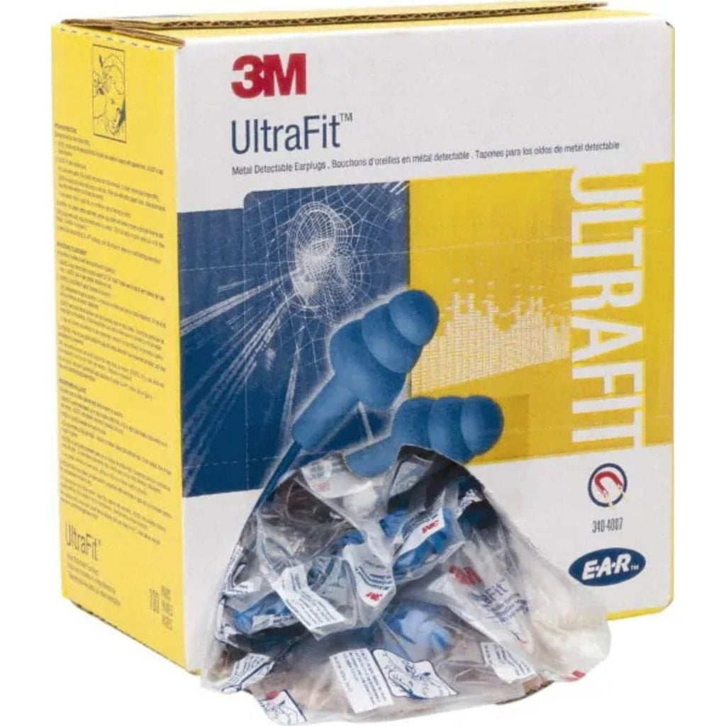 Box - 3M™ E-A-R™ UltraFit™ Metal Detectable Corded Earplugs (100 Pairs ...