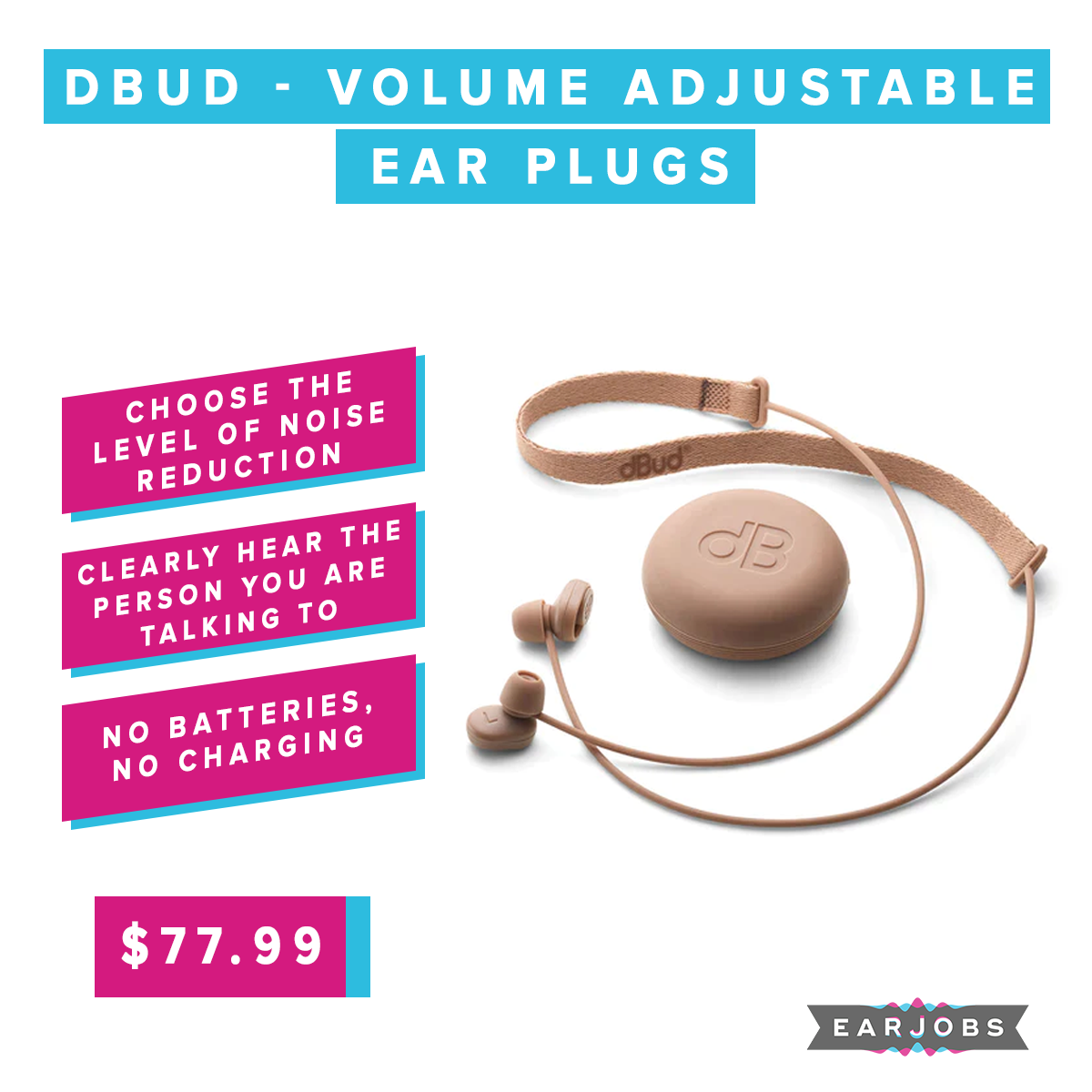 Buy dBud - Volume Adjustable Ear Plugs Online Australia | Earjobs